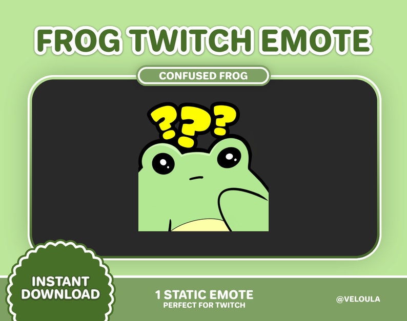 Confused Frog Twitch Emote / Static / Kawaii / Cute / Frog Theme ...