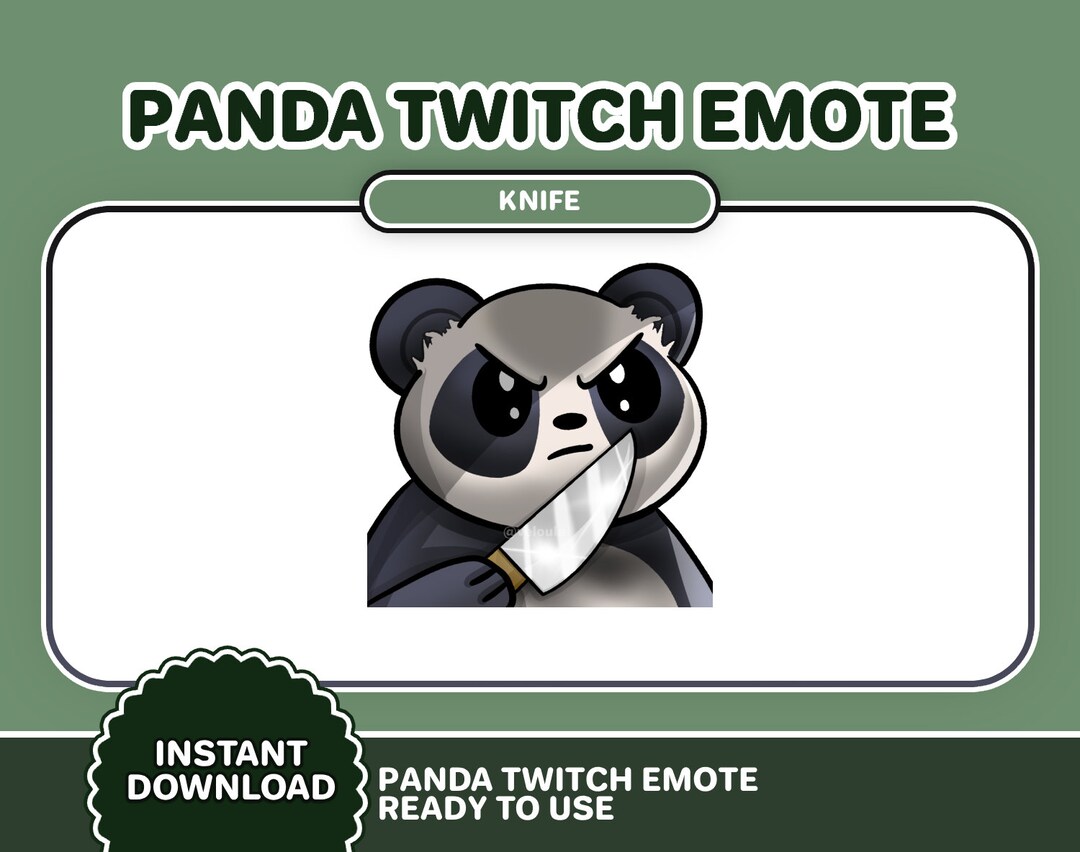 Knife Panda Bear Twitch Emote | INSTANT DOWNLOAD | Kawaii Twitch Emotes ...