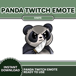 Knife Panda Bear Twitch Emote | INSTANT DOWNLOAD | Kawaii Twitch Emotes ...