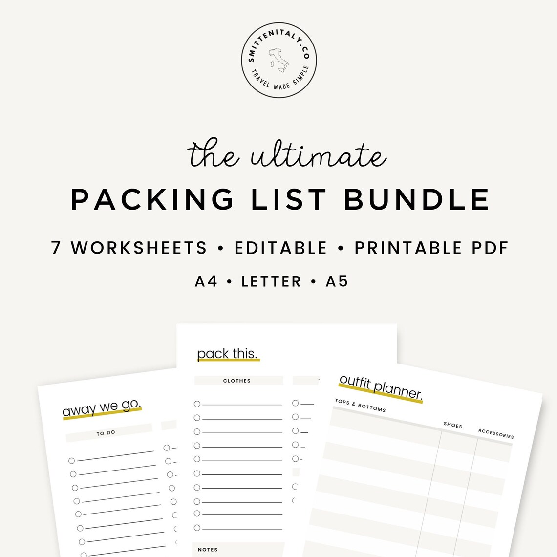 Editable Packing List Blank Packing List Travel Checklist - Etsy