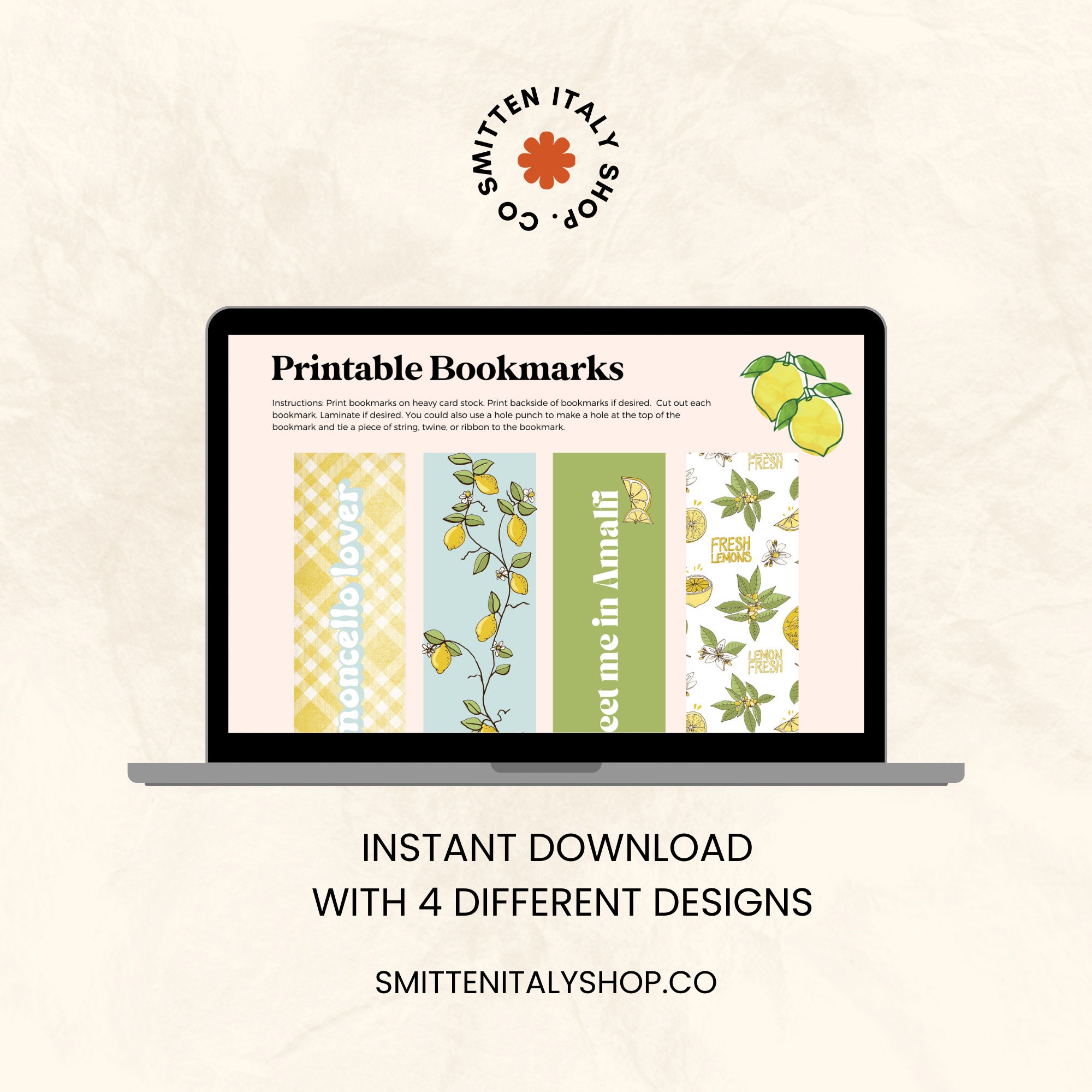 Printable Lemon Bookmark Set for Italy Lovers, Set of 4 Cute Lemon ...