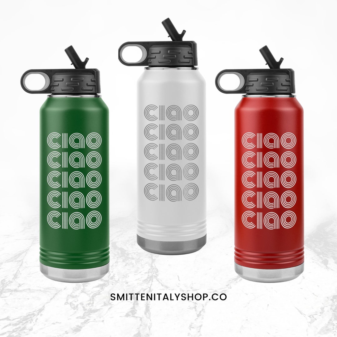 Ciao Water Bottle Gift for Italy Lover, Italy Themed Insulated Water ...