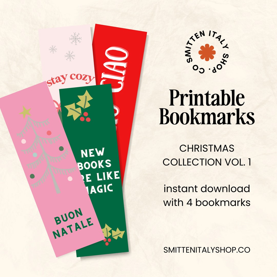 Instant Download Christmas Bookmark Set for Italy Lovers, Set of 4 Cute ...