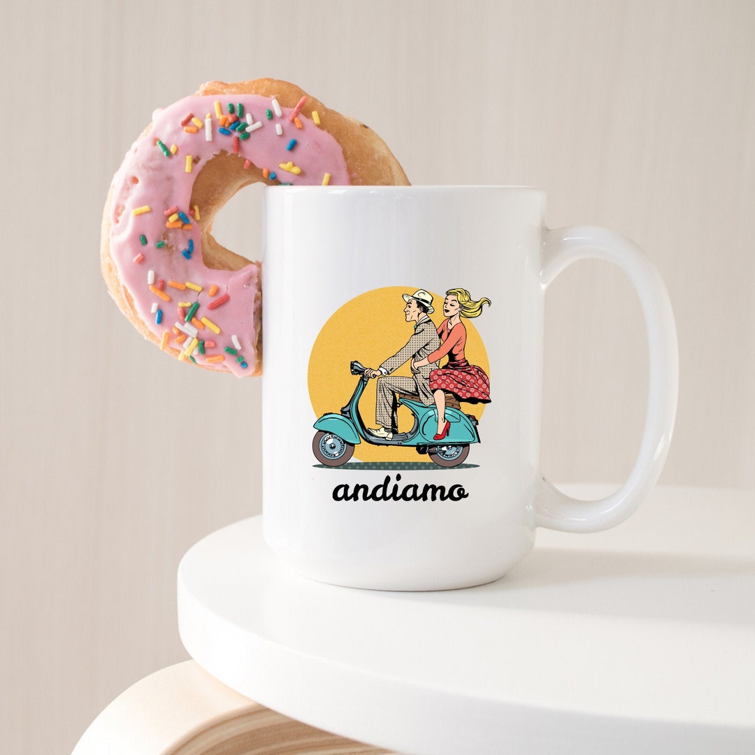 Italy Themed Vespa Retro Scooter Mug, Andiamo Italy Coffee Mug, Italian ...