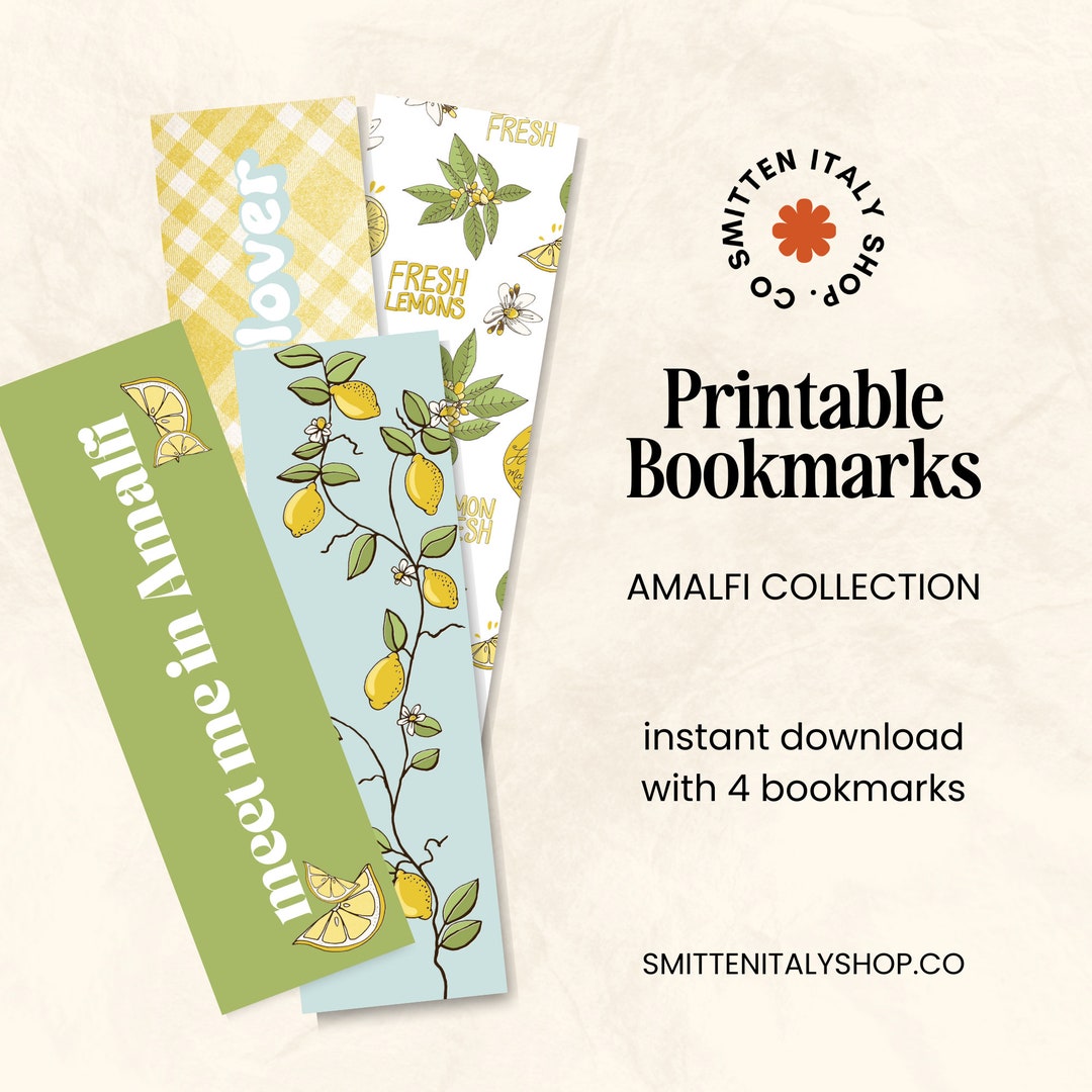 Printable Lemon Bookmark Set for Italy Lovers, Set of 4 Cute Lemon ...
