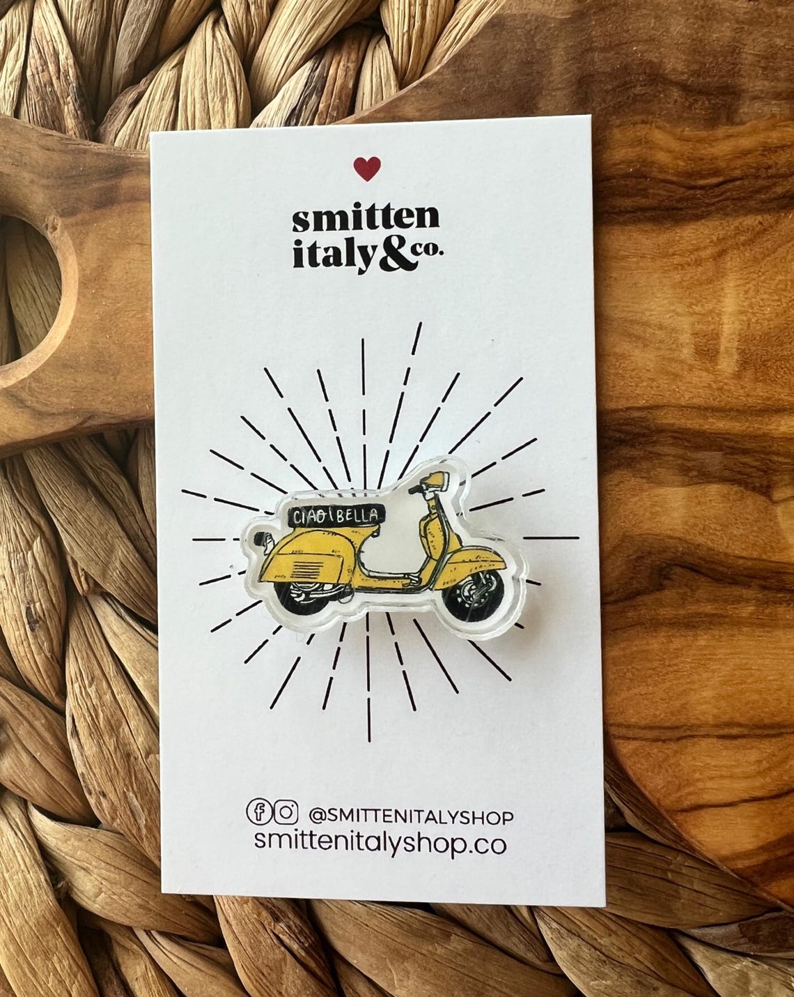 Italian Vespa Ciao Bella Pin Gift for Italy Lover Retro Scooter Acrylic ...