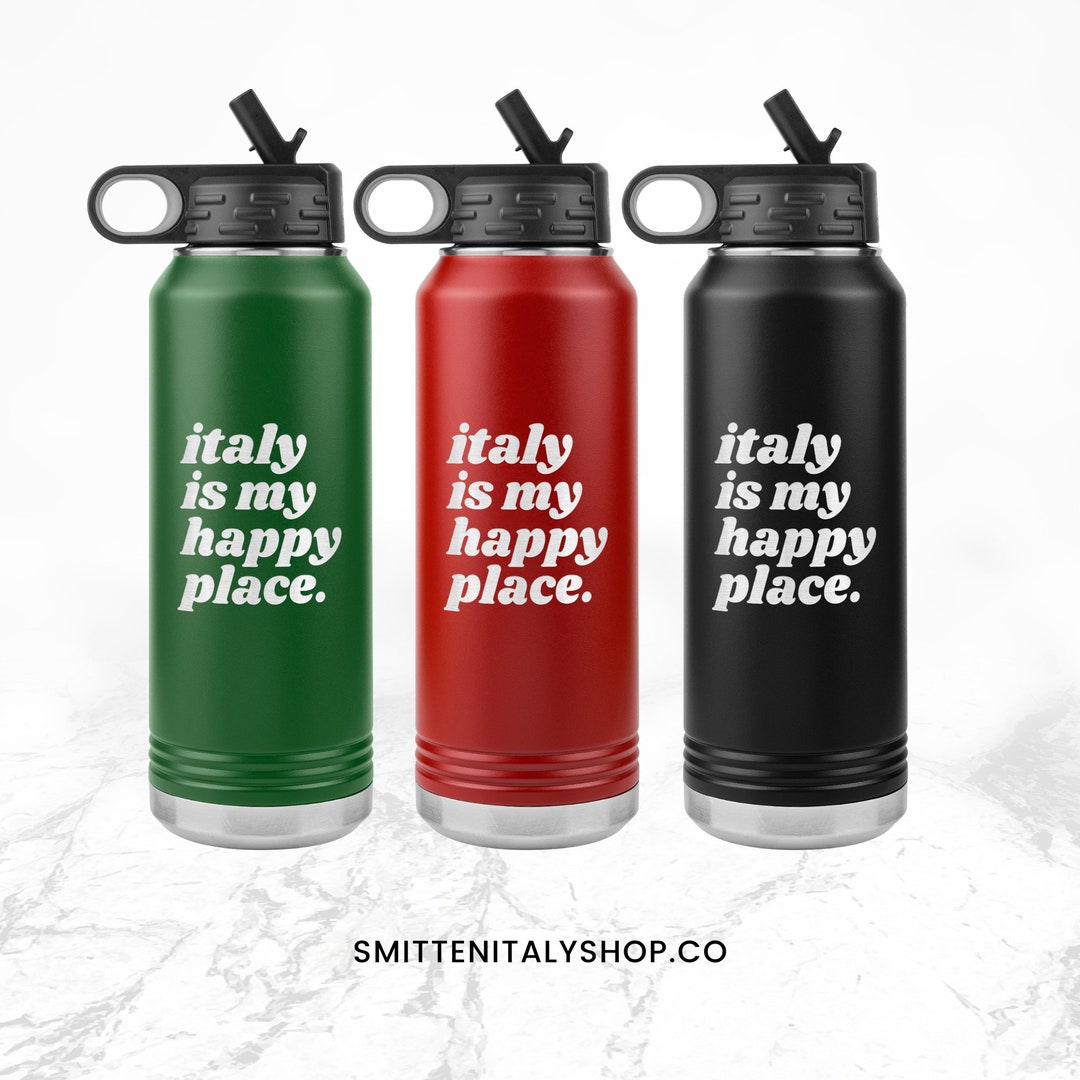 Italy Water Bottle - Italy is My Happy Place Insulated Water Bottle ...