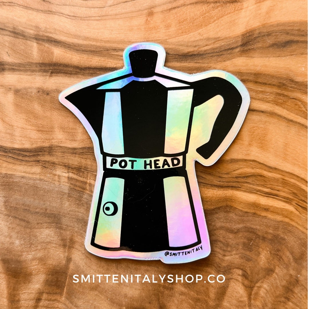 Italy Coffee Moka Pot Sticker, Funny Pot Head Sticker Gift for Coffee ...