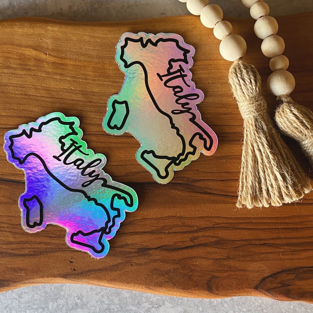 Italy Map Holographic Sticker: Travel Gift - Etsy