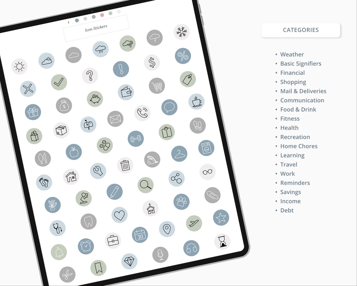 Digital Stickers Icon Pack for Goodnotes Digital Icon | Etsy