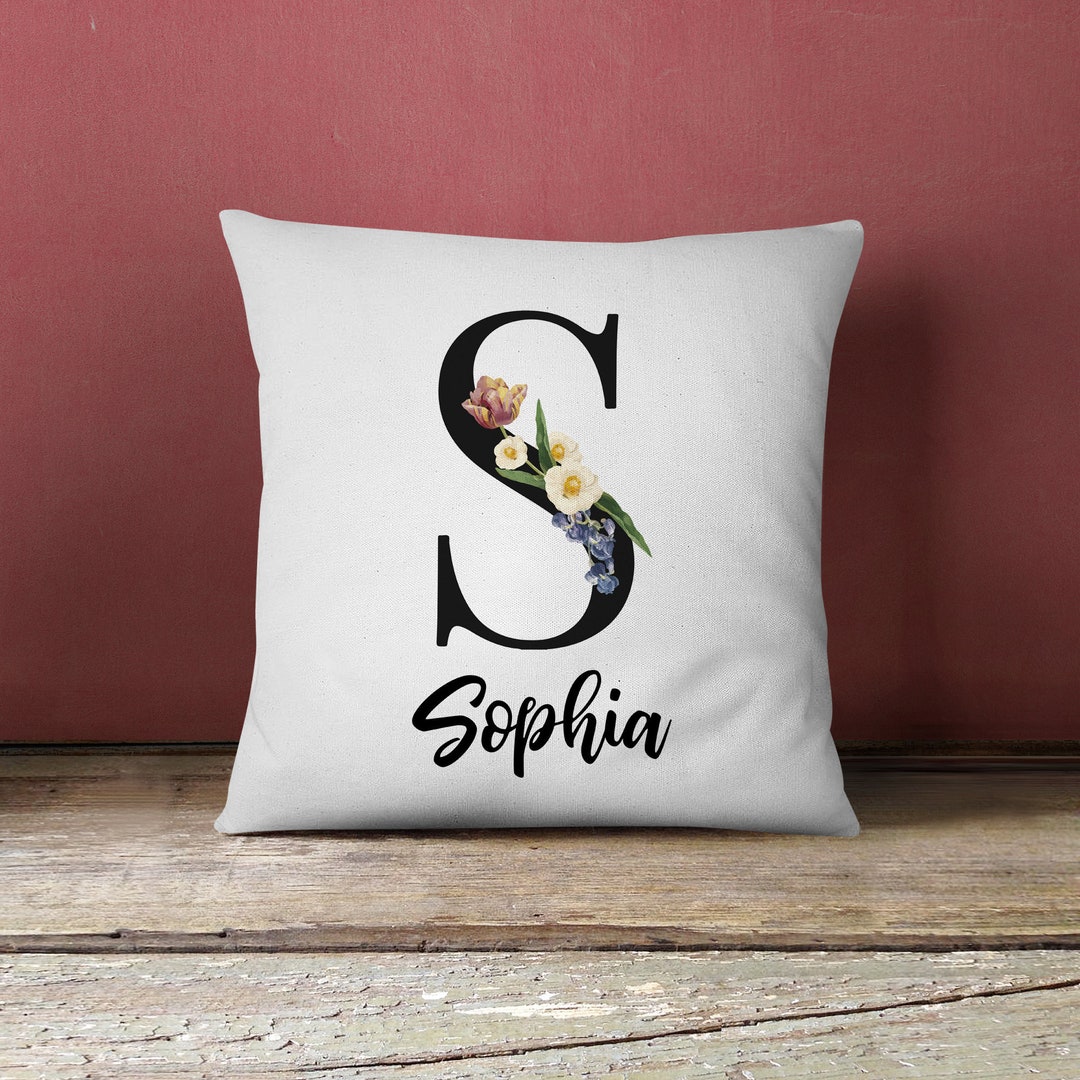 Personalized Name Pillow Letter S With Blosson Pillow Custom - Etsy
