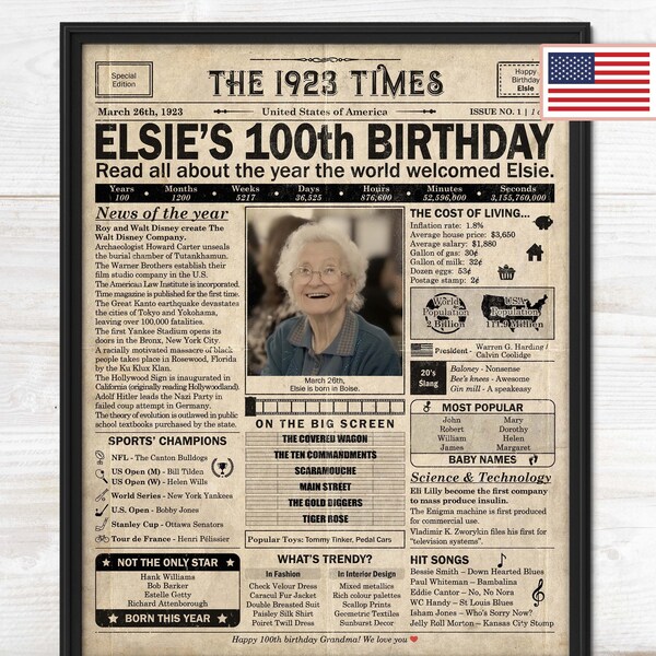 100th Birthday Newspaper - Etsy
