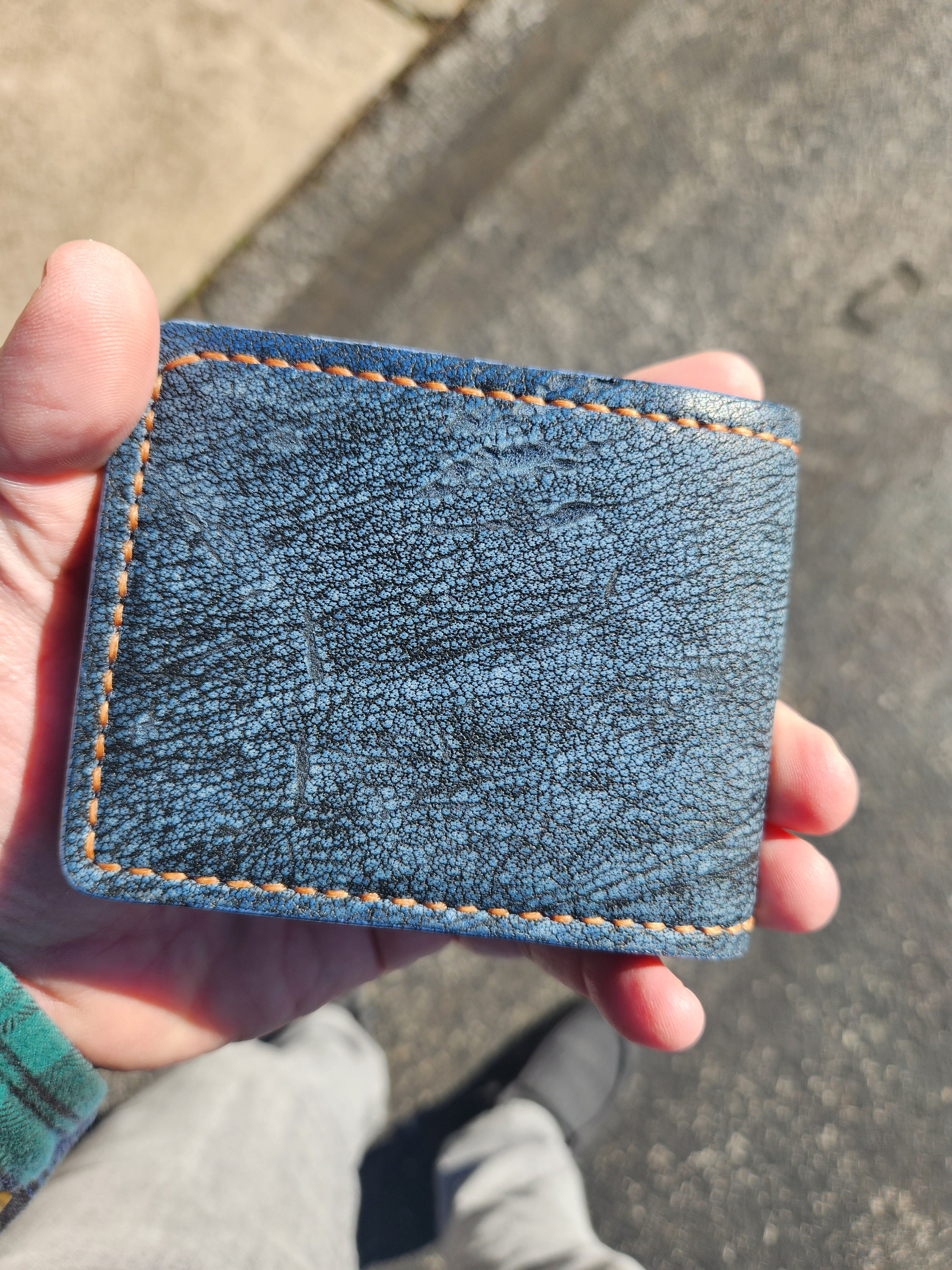 Cape Buffalo Leather Wallet Bifold Safari Bluedenim Cape Buffalo ...