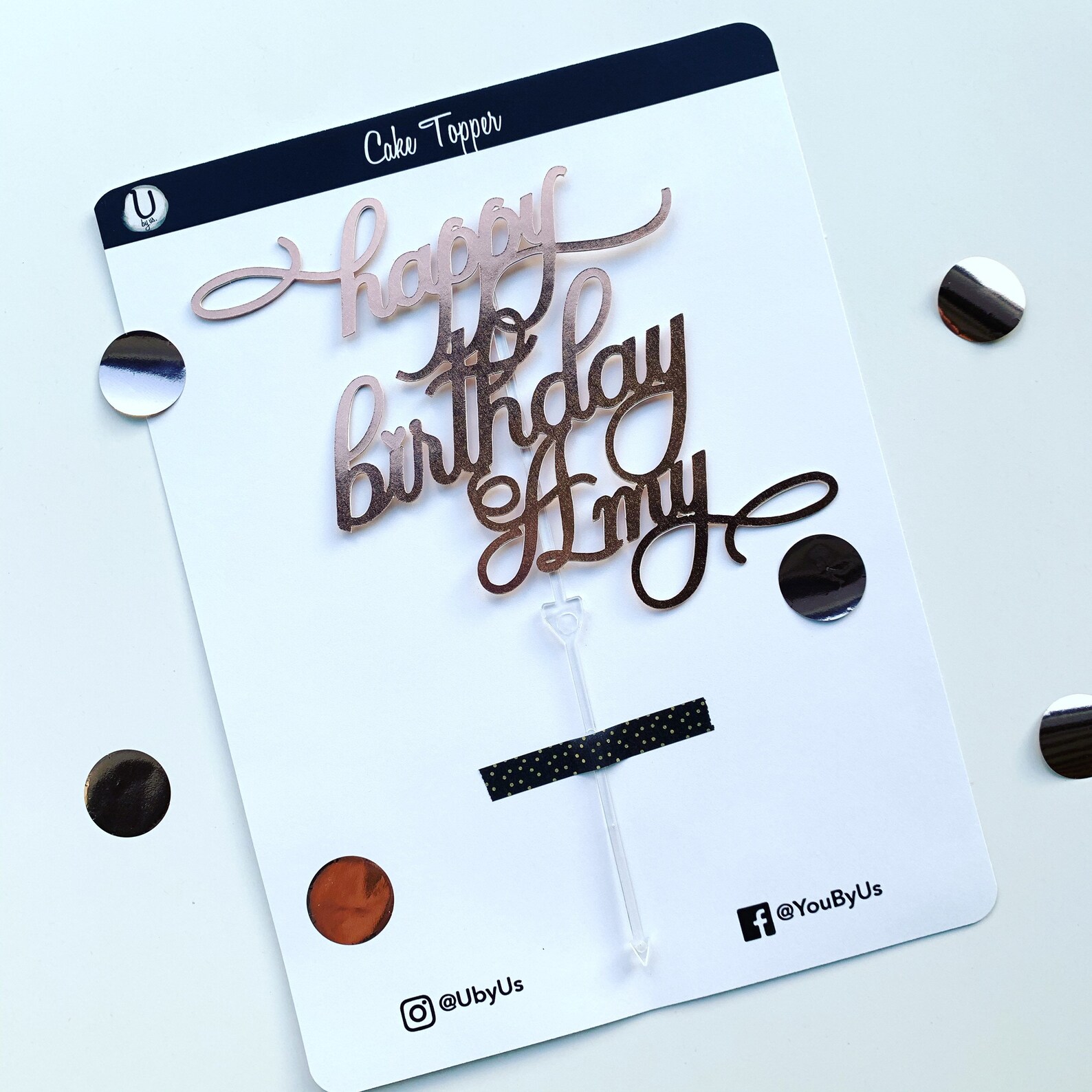 Delicate Rose Gold Topper Cake Cursive Cake Topper Metallic - Etsy