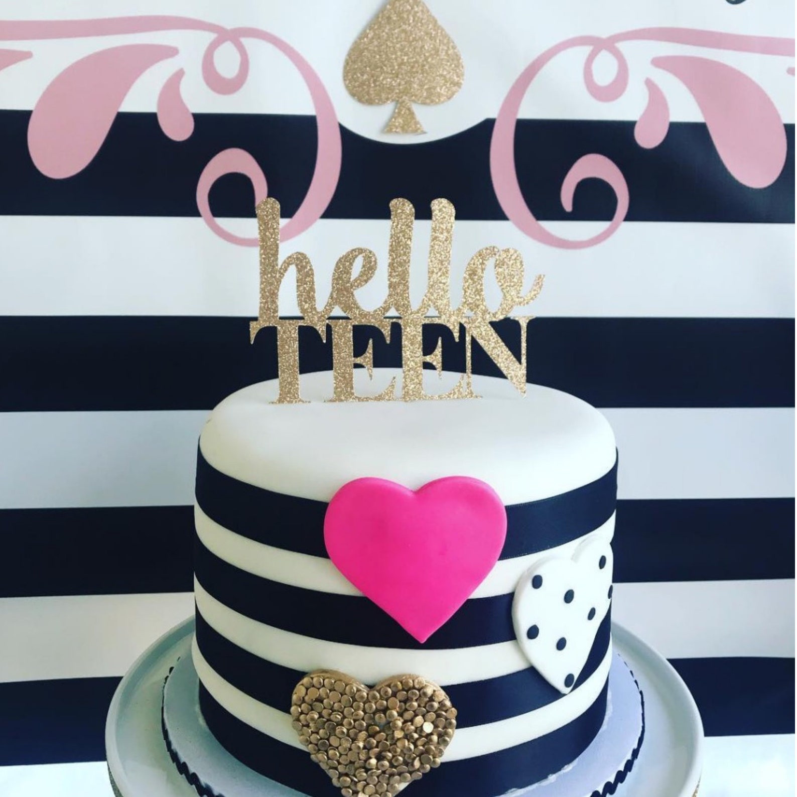 Hello Teen Cake Topper is Kate Spade Inspired, With Black and White ...