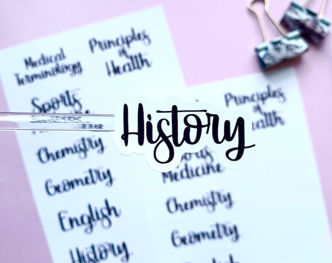 Custom School Subject Stickers Ready to Place on Your Back to School ...