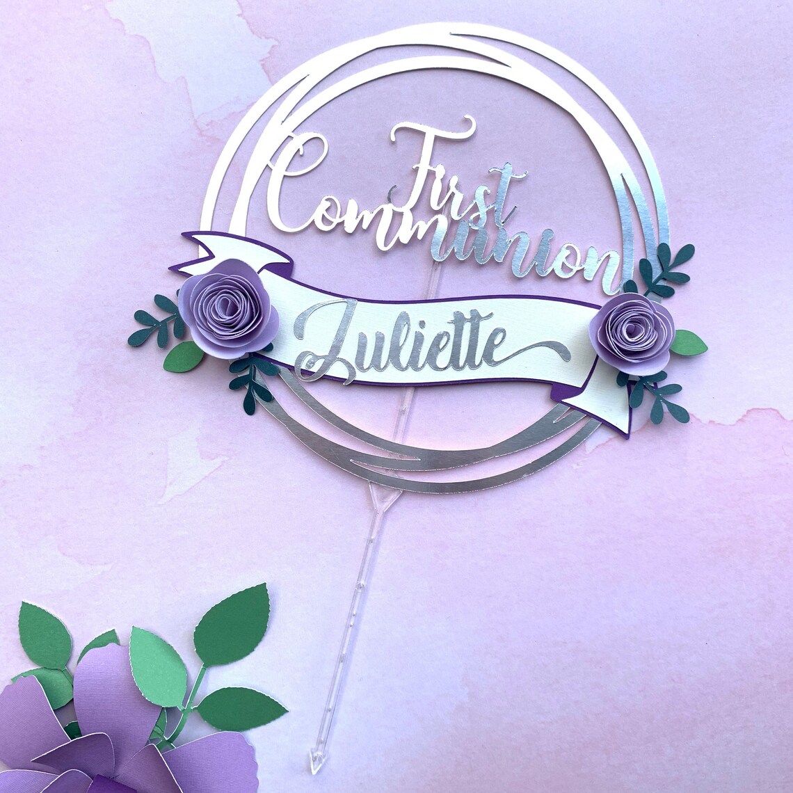 Personalized First Communion Cake Topper Decorated With Mini | Etsy