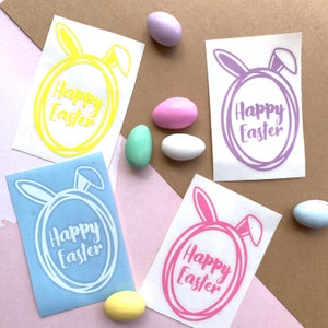 Happy Easter Vinyl Decal, Pastel Colors Labels, Easter Stickers - Etsy