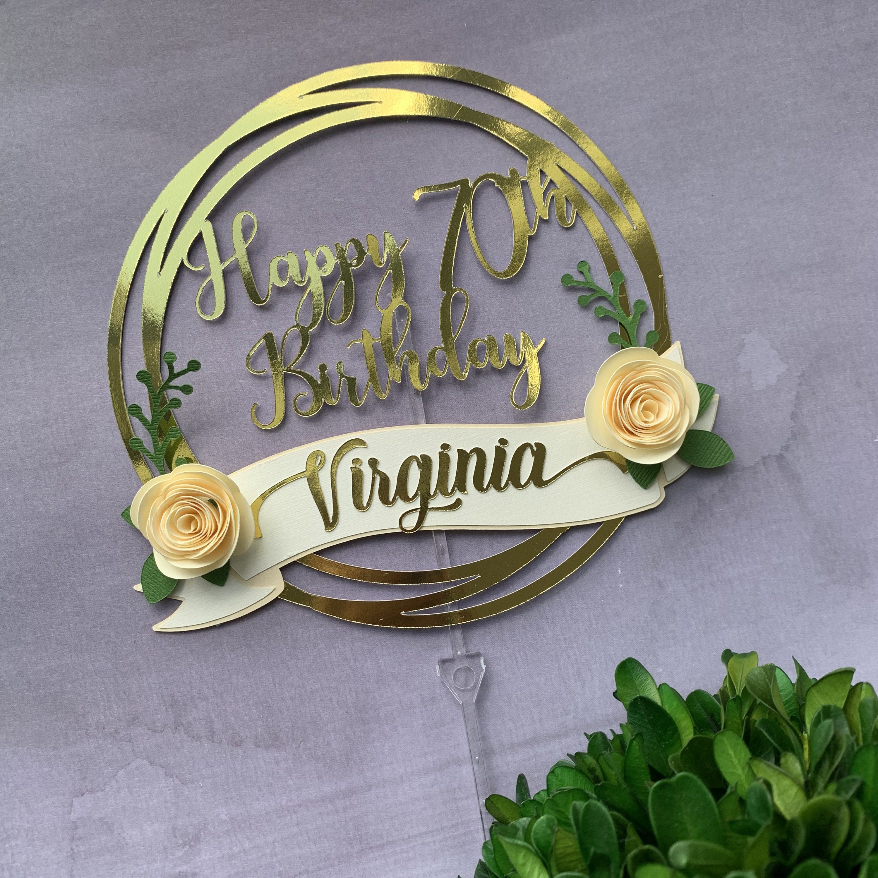 Personalized Wreath Cake Topper Decorated With Mini Paper | Etsy