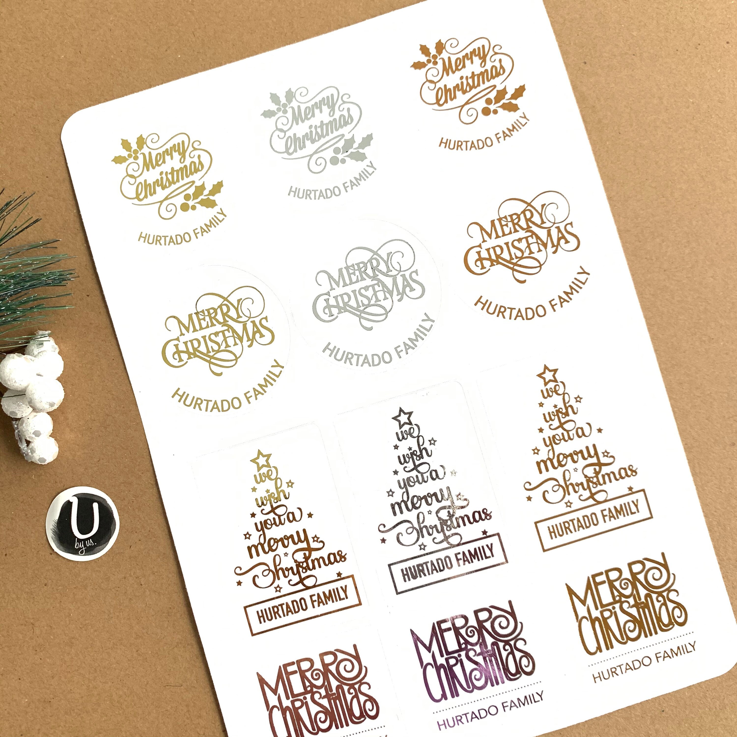 Foiled Christmas Tags, Custom Gift Labels, Merry Christmas Foil Gift ...