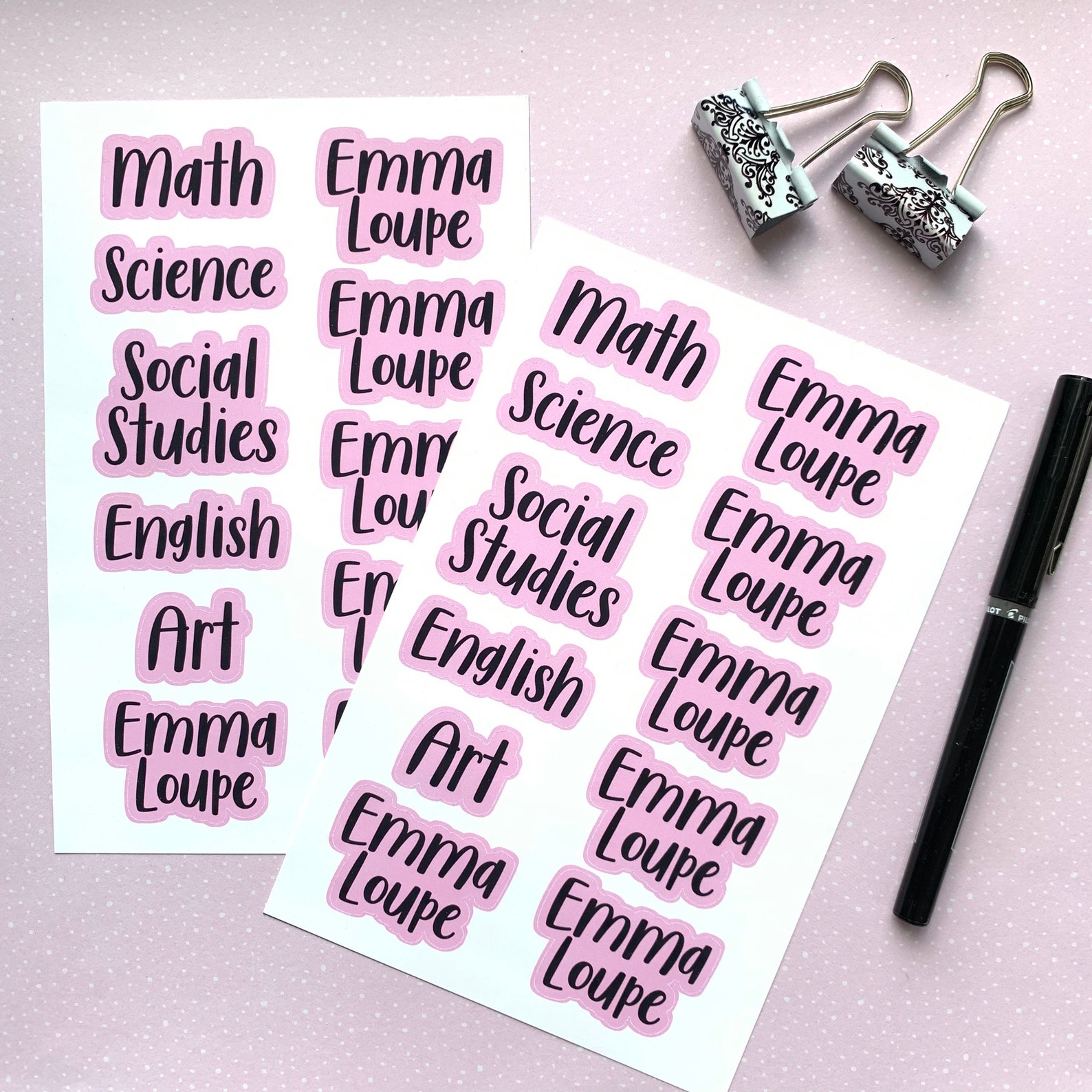 Custom School Subject Stickers Ready to Place on Your Back to - Etsy