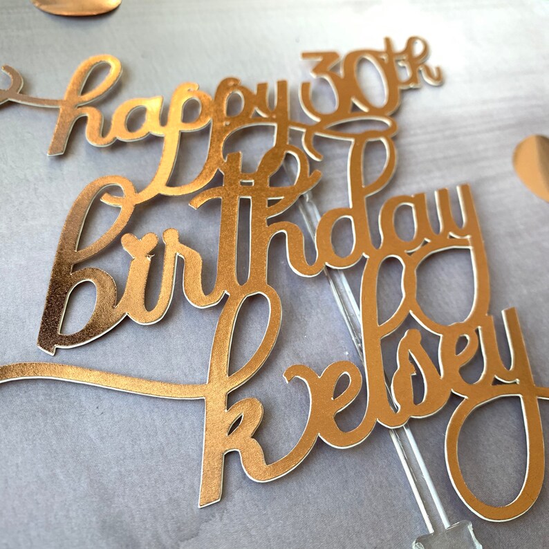 Delicate Rose Gold Topper Cake Cursive Cake Topper Metallic - Etsy