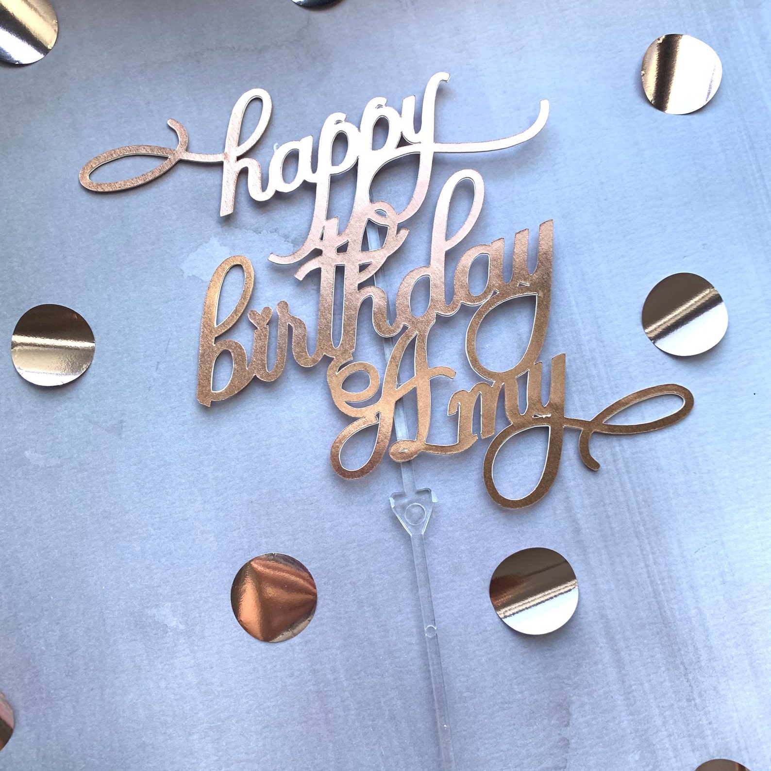 Delicate Rose Gold Topper Cake Cursive Cake Topper Metallic - Etsy