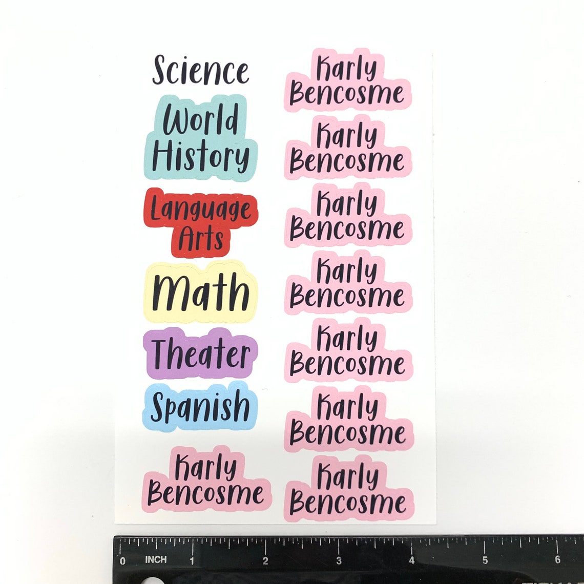 Custom School Subject Stickers Ready to Place on Your Back to | Etsy