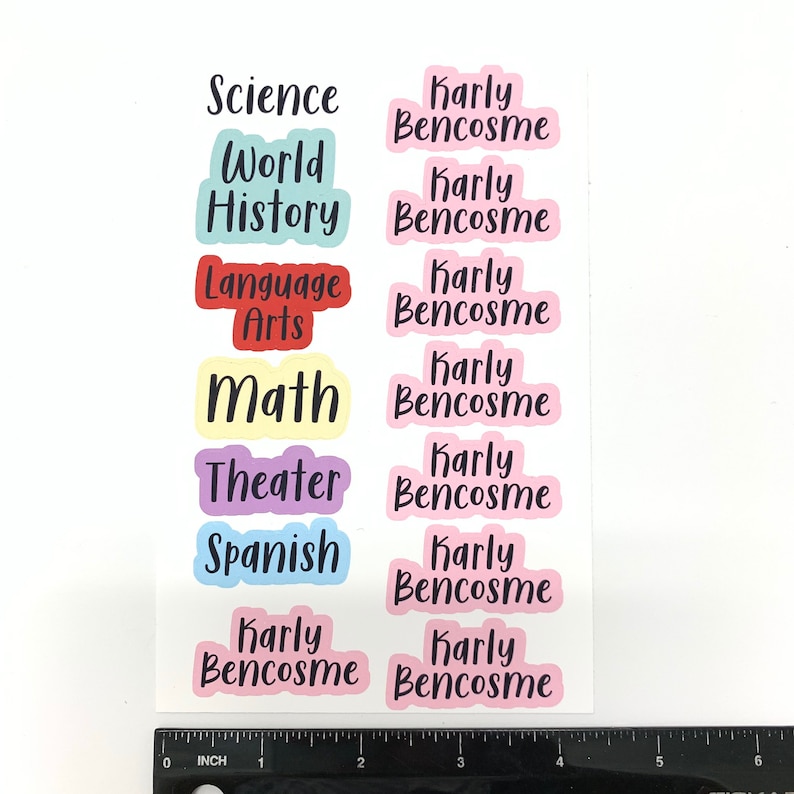 Custom School Subject Stickers Ready to Place on Your Back to School ...