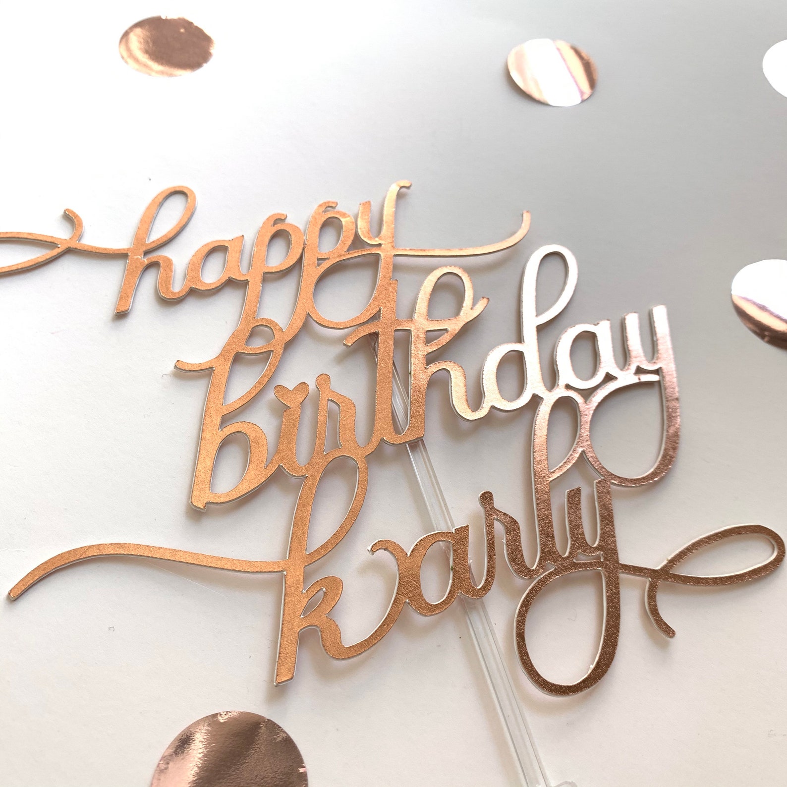 Delicate Rose Gold Topper Cake Cursive Cake Topper Metallic | Etsy