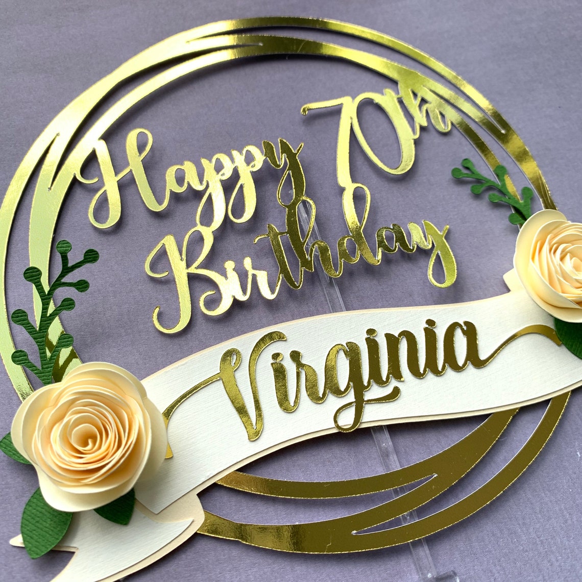 Personalized Wreath Cake Topper Decorated With Mini Paper | Etsy