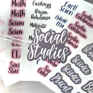 Custom School Subject Stickers Ready to Place on Your Back to School ...