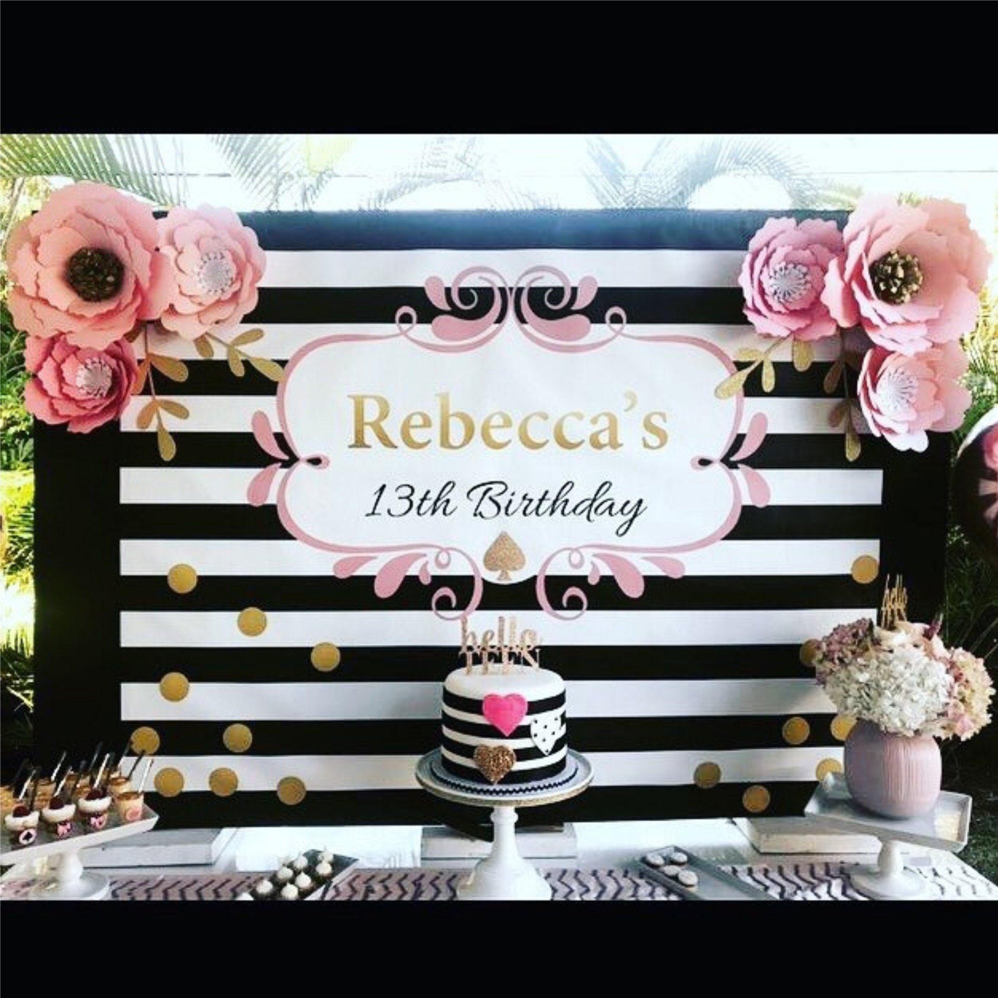 Hello Teen Cake Topper is Kate Spade Inspired, With Black and White ...