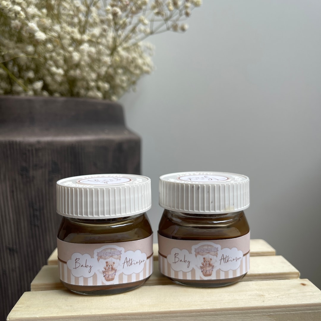 Custom Mini Nutella Labels | Teddy Bear Party | Hot Air Balloon Labels ...