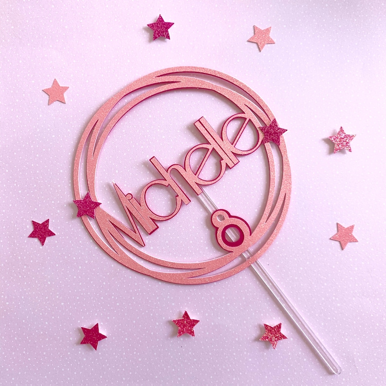 Round Glitter Cake Topper for Teenage Party. Personalized - Etsy