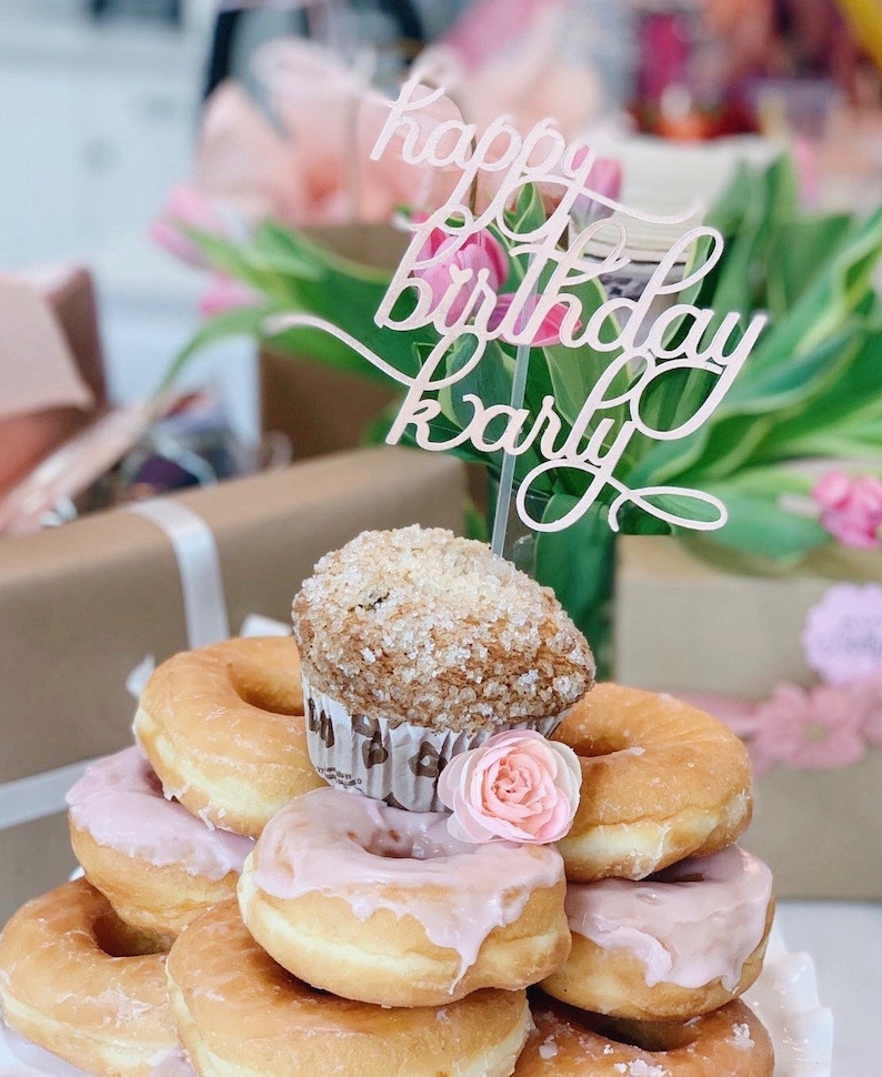 Delicate Rose Gold Topper Cake Cursive Cake Topper Metallic - Etsy