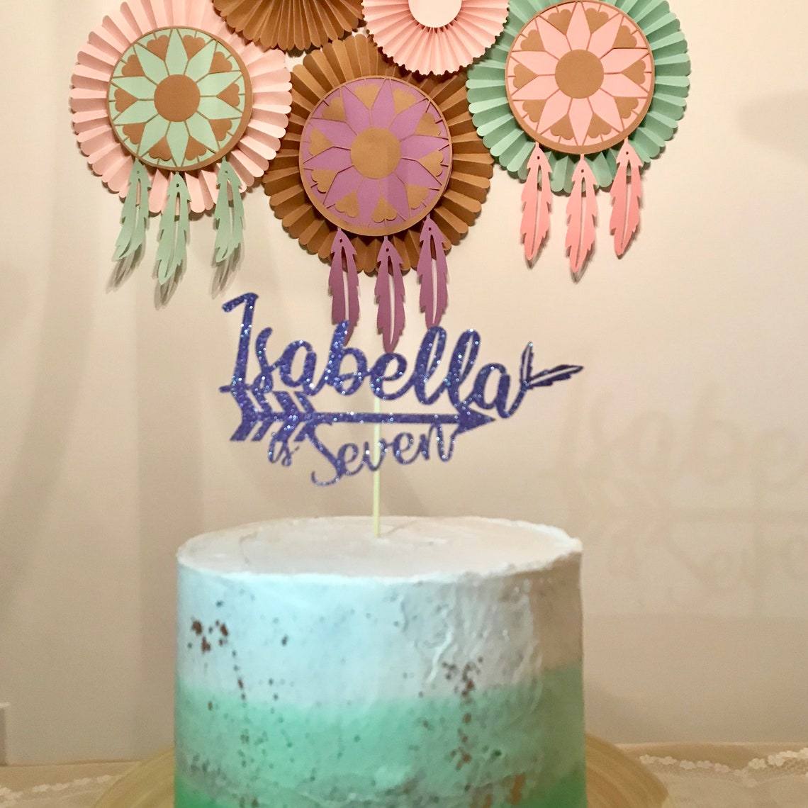 Boho Chic Cake Topper for a Boho vintage decoration. Bohemian | Etsy