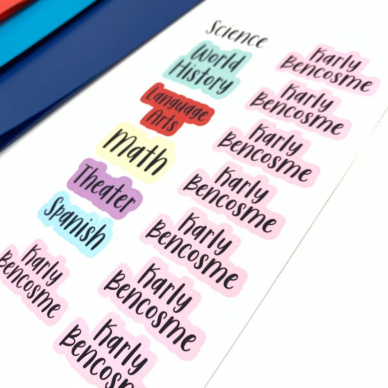 Custom School Subject Stickers Ready to Place on Your Back to - Etsy