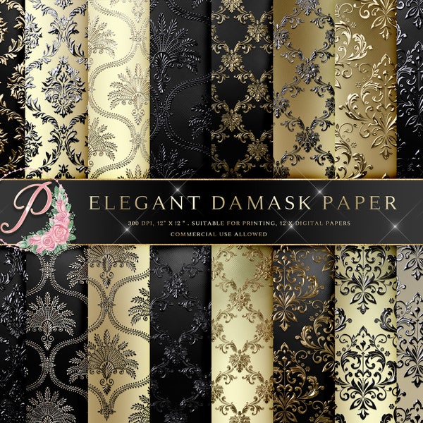 Damask Digital Paper - Etsy
