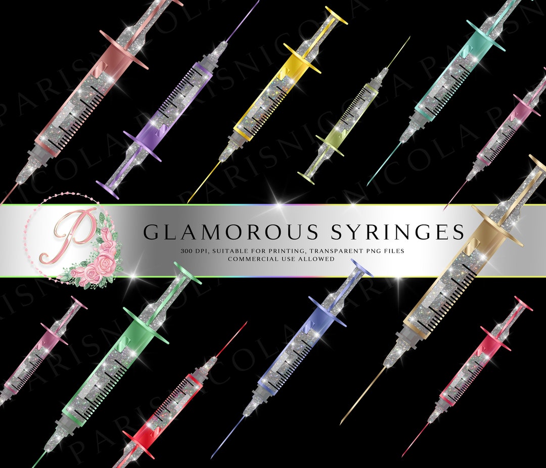 Syringe Clipart Glamorous Syringes Glitter Syringes - Etsy Canada