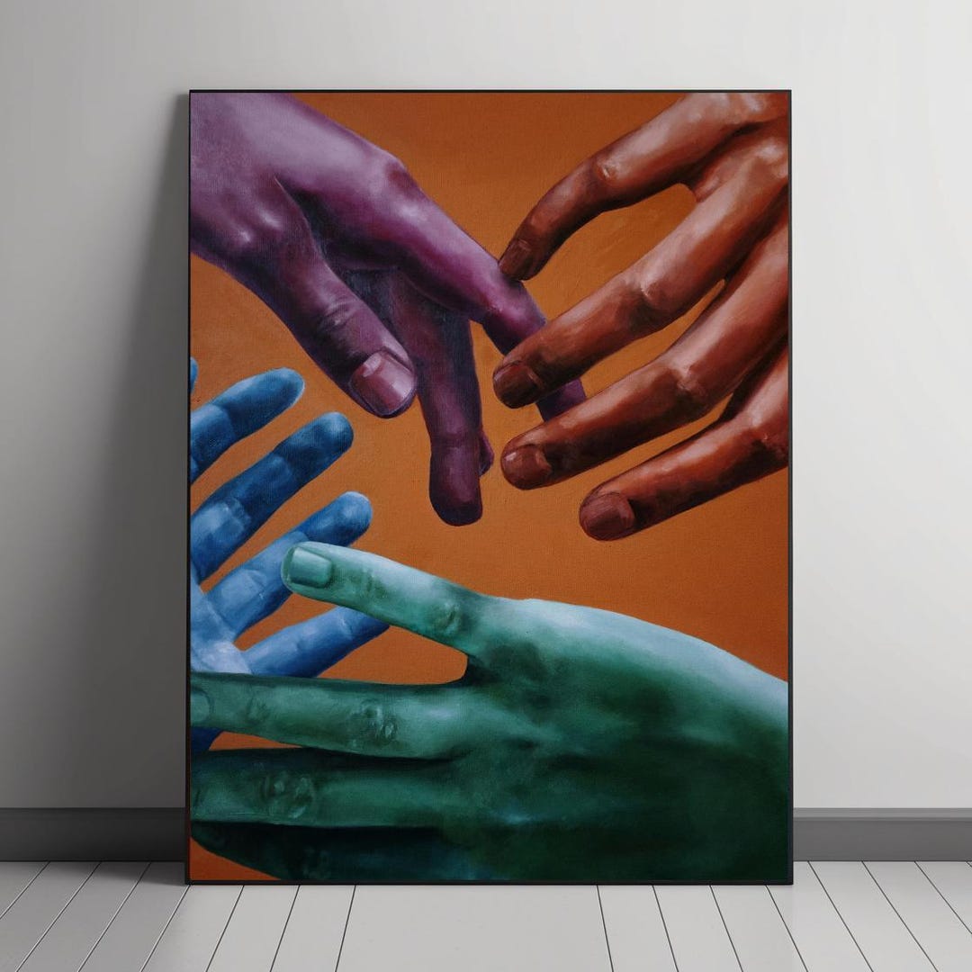 Vibrant Painting 'connection of Worlds' – Abstract Colorful Hands ...