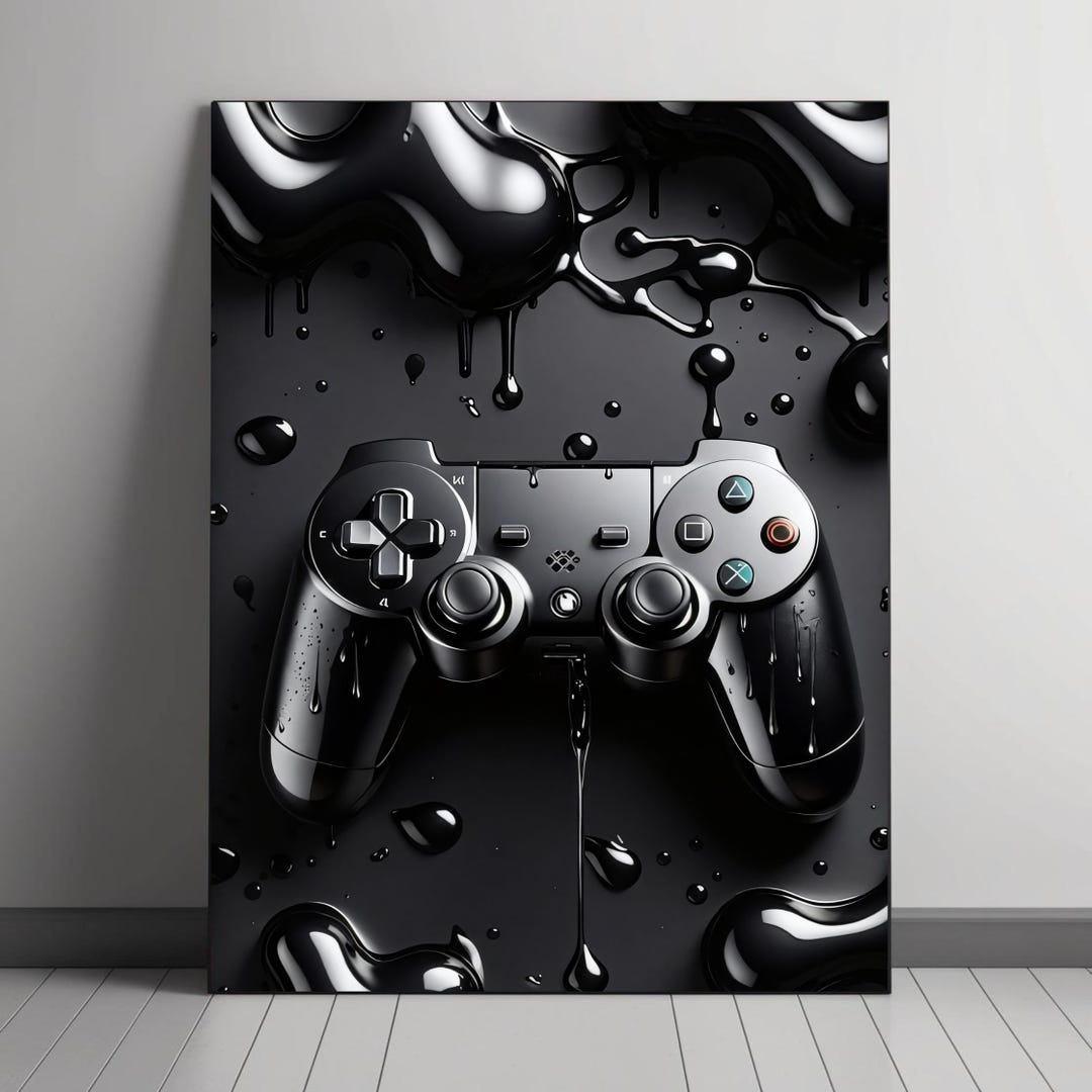 Black Drip Gaming Controller Futuristic Dark Art, Digital Download ...