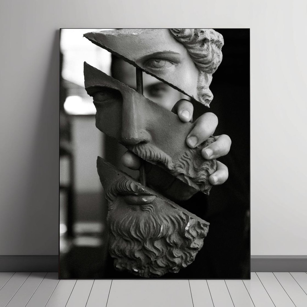 Fragmented Greek Statue Face Art Print: Surrealist Photography (digital ...