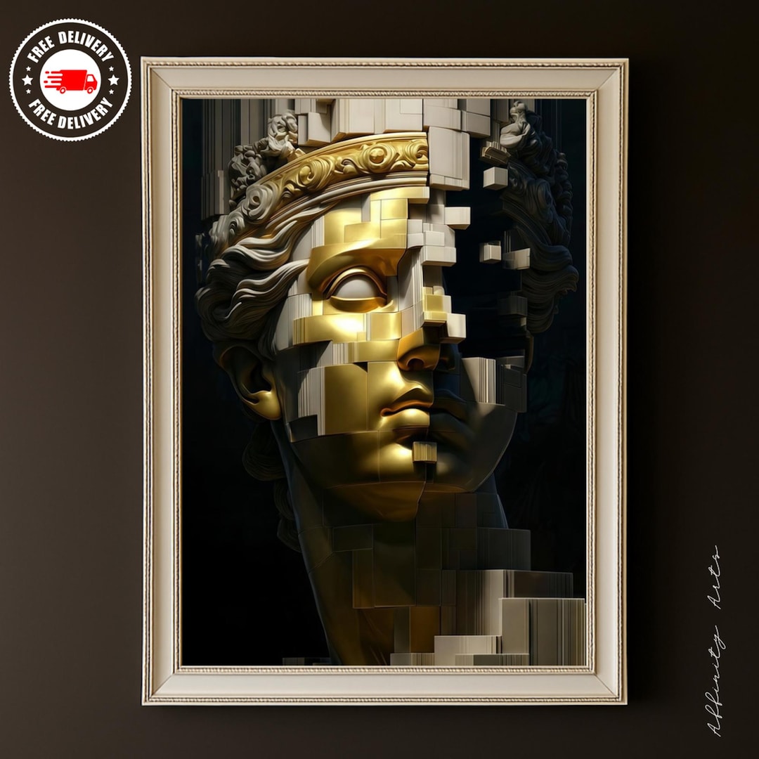 Gold Cubist Goddess Wall Art Poster, Marble Statue Abstract Print ...