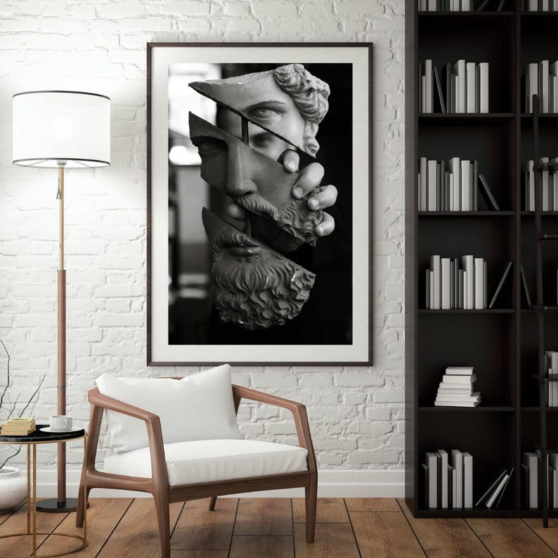 Fragmented Greek Statue Face Art Print: Surrealist Photography (digital ...