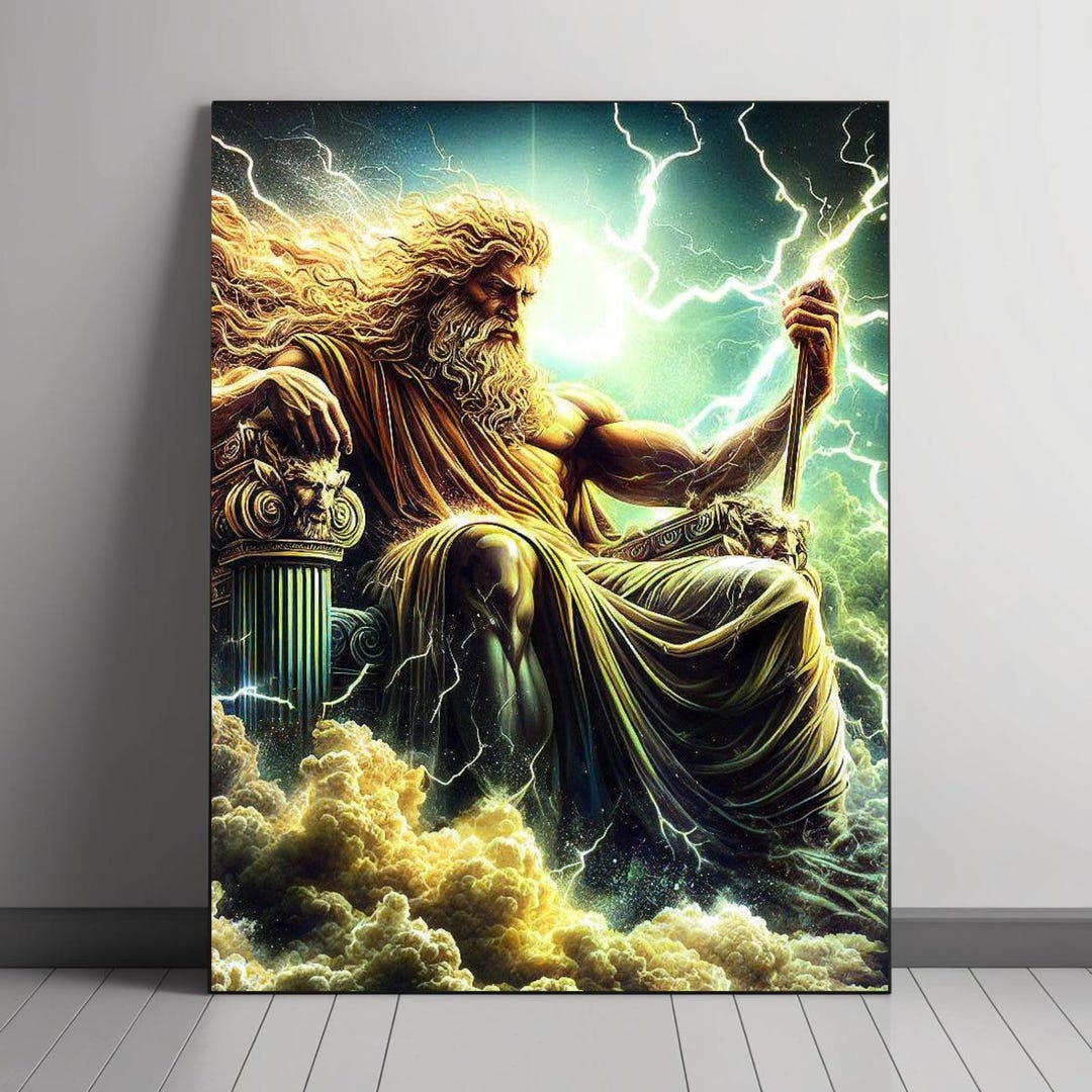 Wrath of Zeus Digital Art Print Mythological Greek God Illustration ...