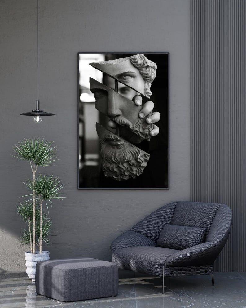 Fragmented Greek Statue Face Art Print: Surrealist Photography (digital ...