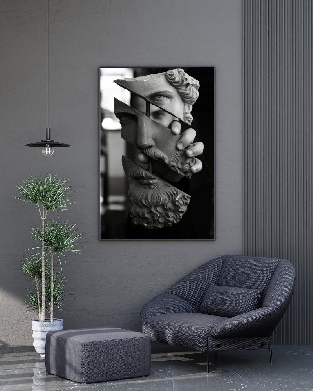 Fragmented Greek Statue Face Art Print: Surrealist Photography (digital ...