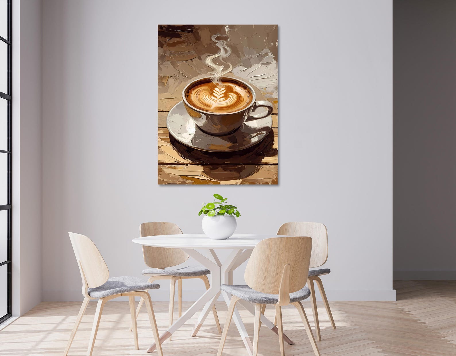 Latte Art Print: Steaming Coffee Painting, Barista Kitchen Decor - Etsy