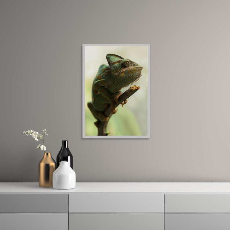 Realistic Chameleon Wall Art Print, Digital Animal Photography ...